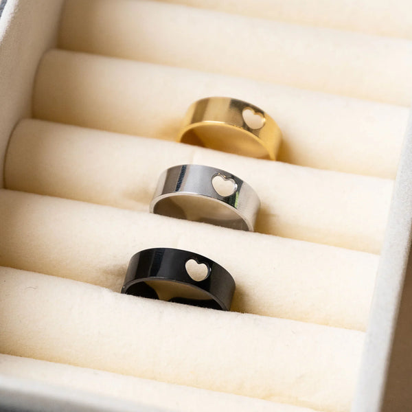 Anillo Full |Joyería Hipoalergénica, Ajustable, grueso, corazón ...